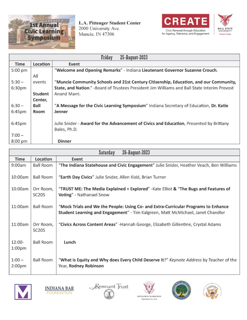 Civic Learning Symposium Schedule - Center for Economic and Civic Learning